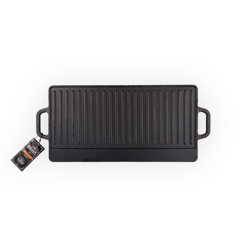 PLANCHA DE HIERRO FUNDIDO REVERSIBLE LOS BOLDOS – RECTANGULAR, ROBUSTA